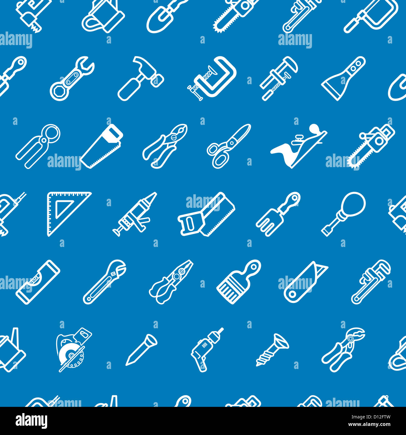 A tilable seamless tools background texture with lots of drawings of ...