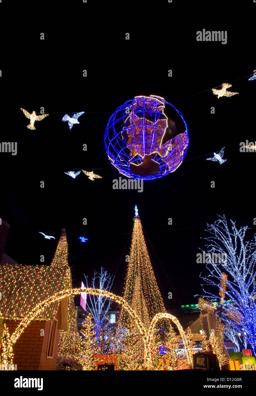 Night lighting scene of peace symbol Stock Photo - Alamy