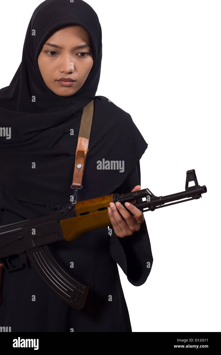 Muslim woman machine gun hi-res stock photography and images - Alamy