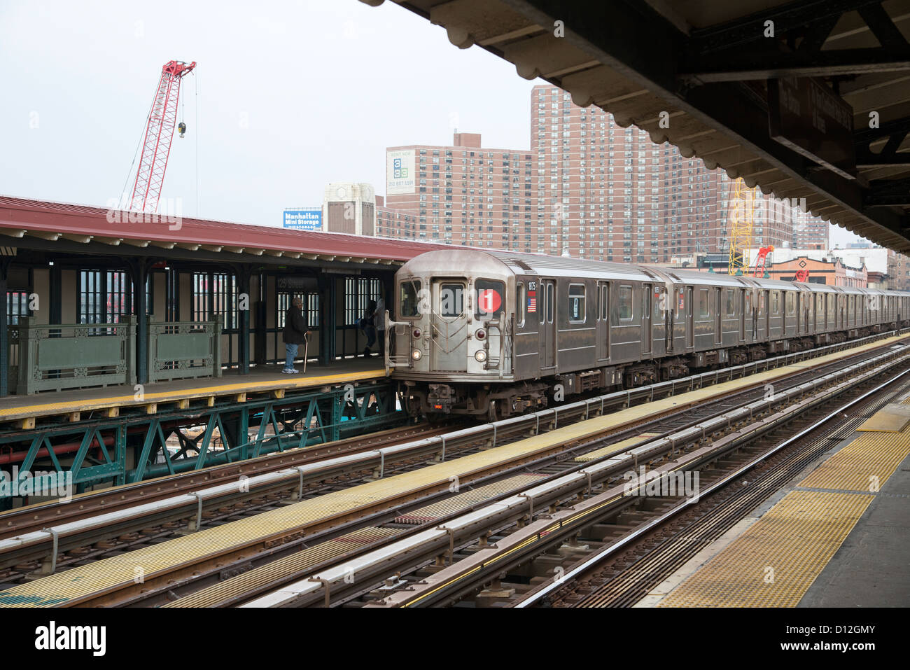 125th Street station New York USA Line 1train bound for the city center ...