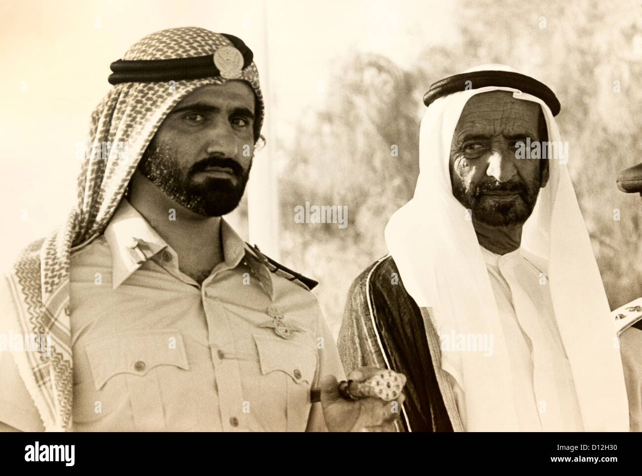 Dubai UAE Sheikh Rashid Ruler & Sheikh Mohammed 1977 Stock Photo - Alamy