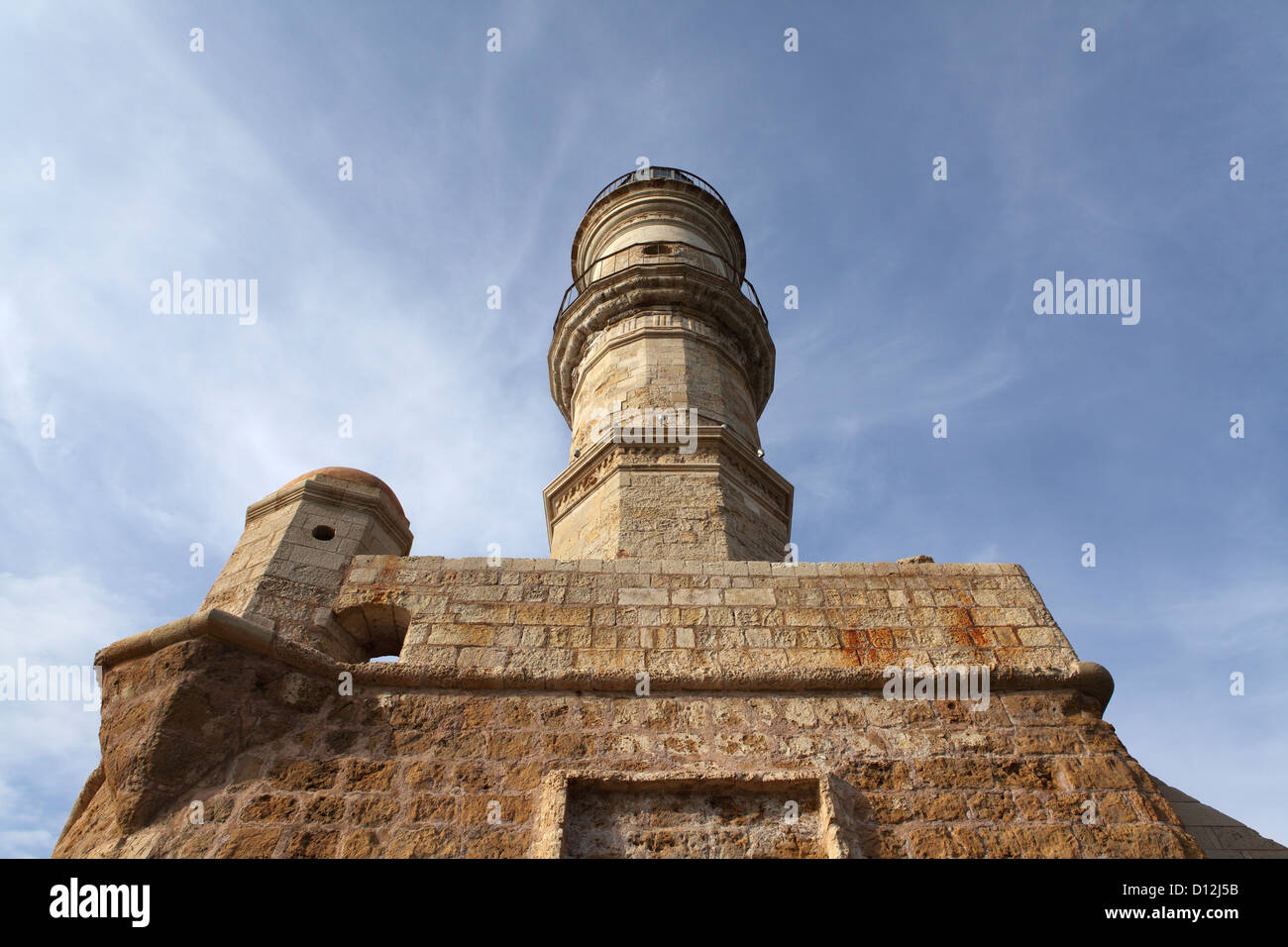 The Lighthouse at the Venetian Harbour of Chania on Crete, Greece Stock ...