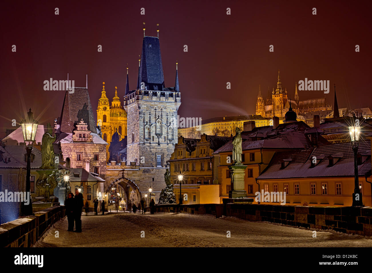Romantic night walk at Charles Bridge Stock Photo - Alamy