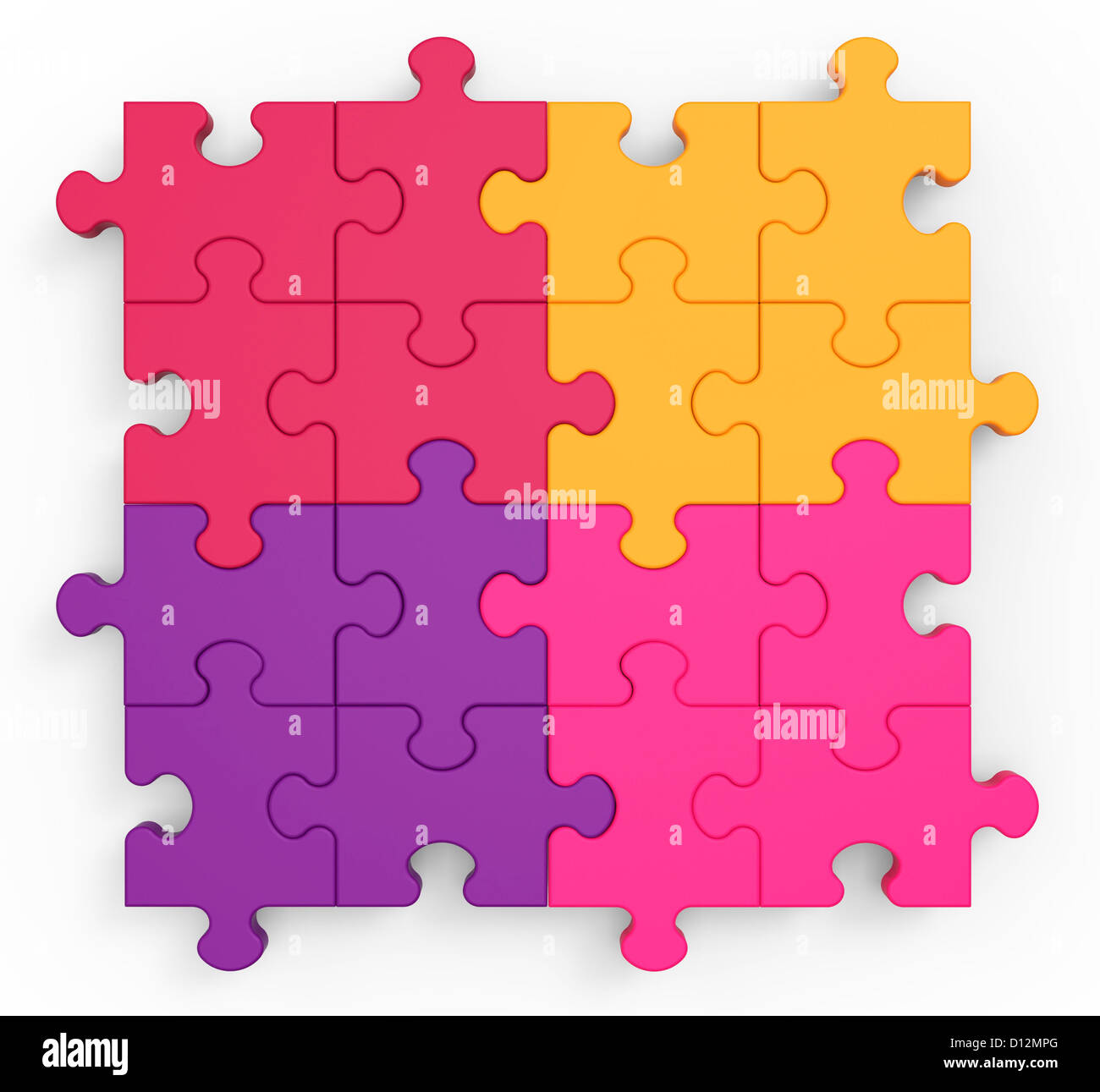 Multicolored Puzzle Square Showing Unity And Teamwork Stock Photo - Alamy
