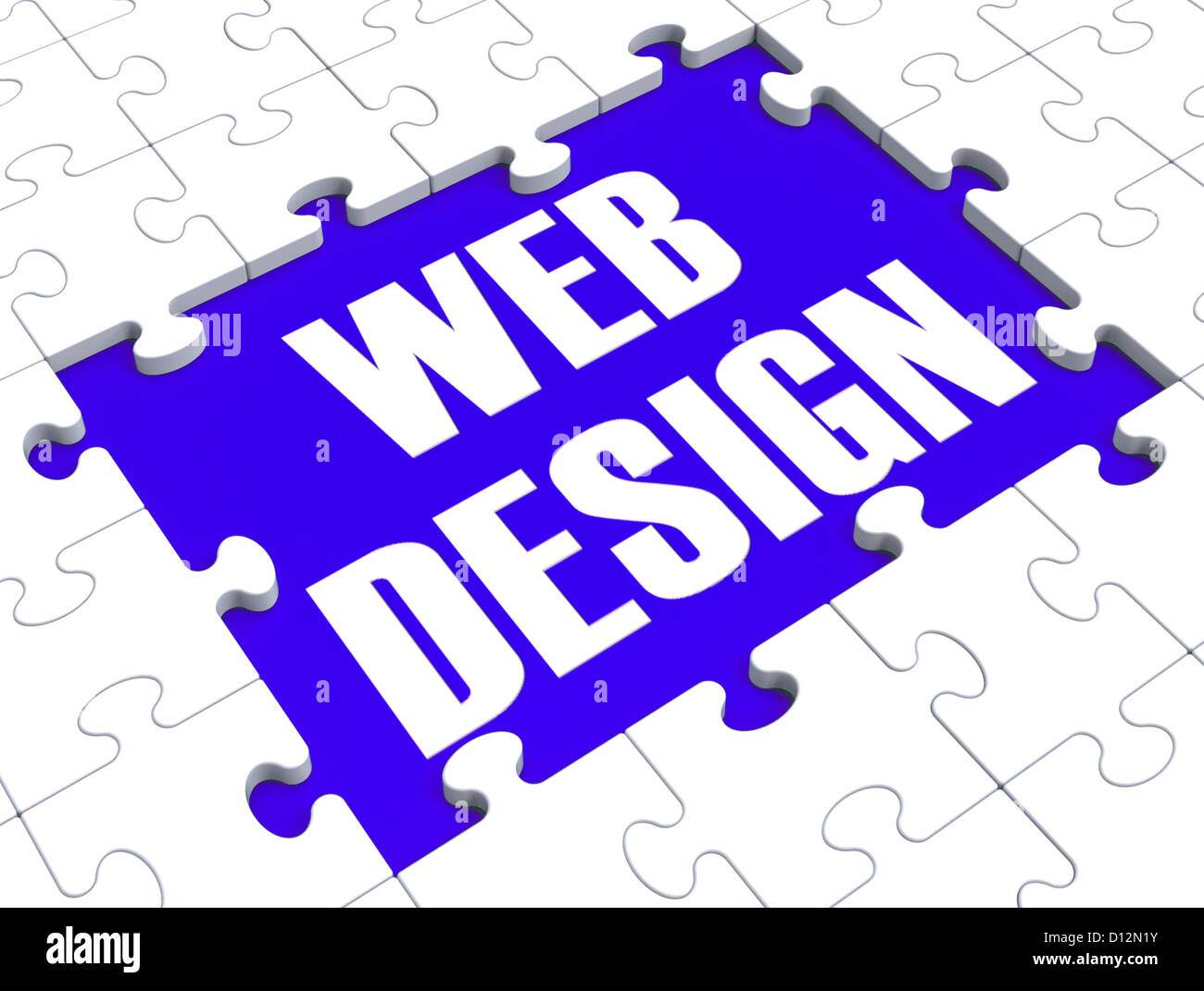 Web Design Puzzle Shows Website Content And Creativity Stock Photo - Alamy