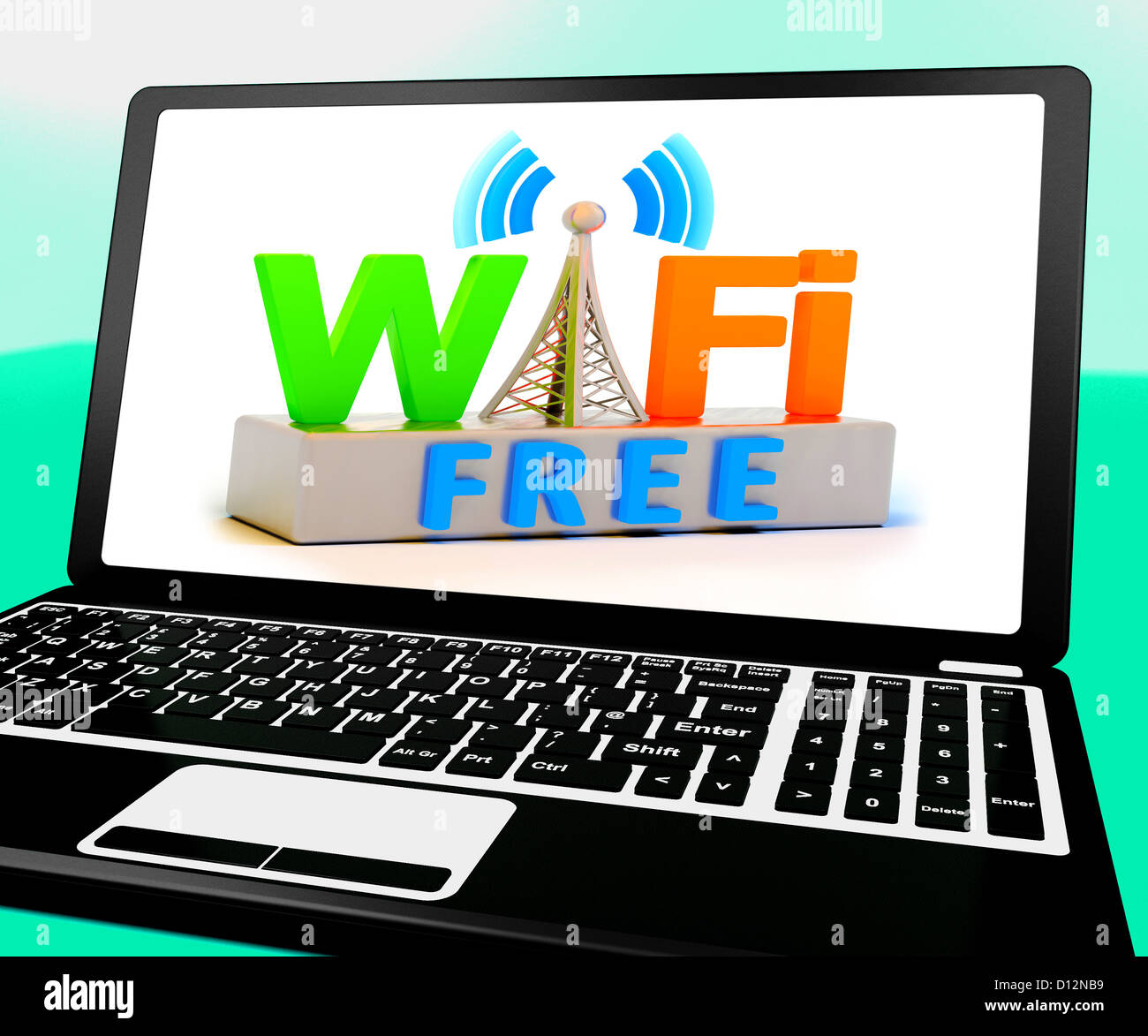 Wifi Free On Laptop Shows Free Connection And Transmission Stock Photo ...