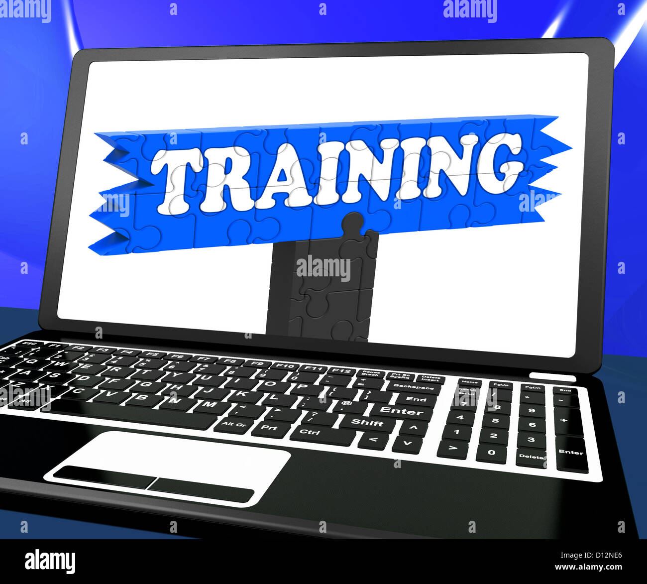 Training On Laptop Shows Coaching And Online Lessons Stock Photo - Alamy