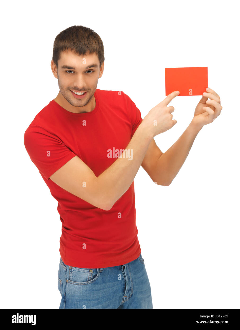 handsome man with note card Stock Photo - Alamy