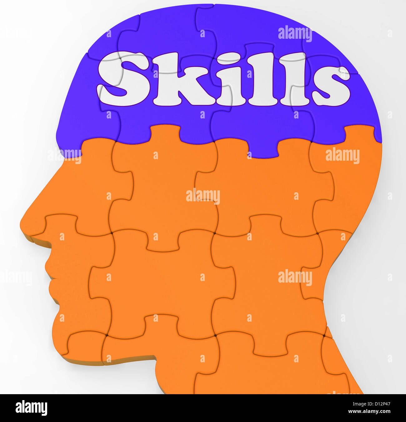 Skills Brain Showing Abilities Competence And Training Stock Photo - Alamy