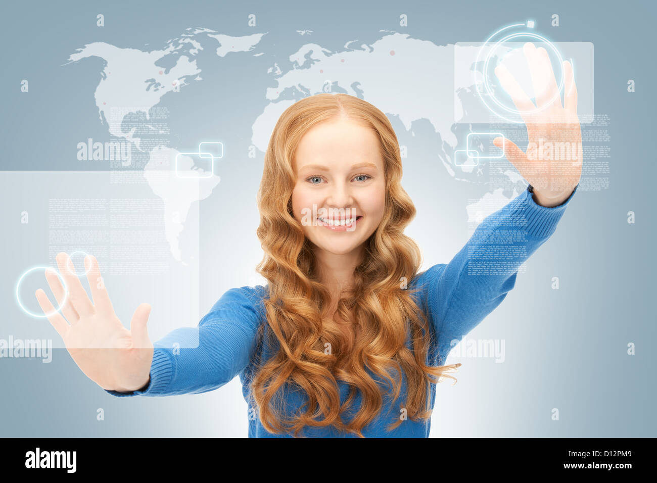 businesswoman working with touch screen Stock Photo - Alamy