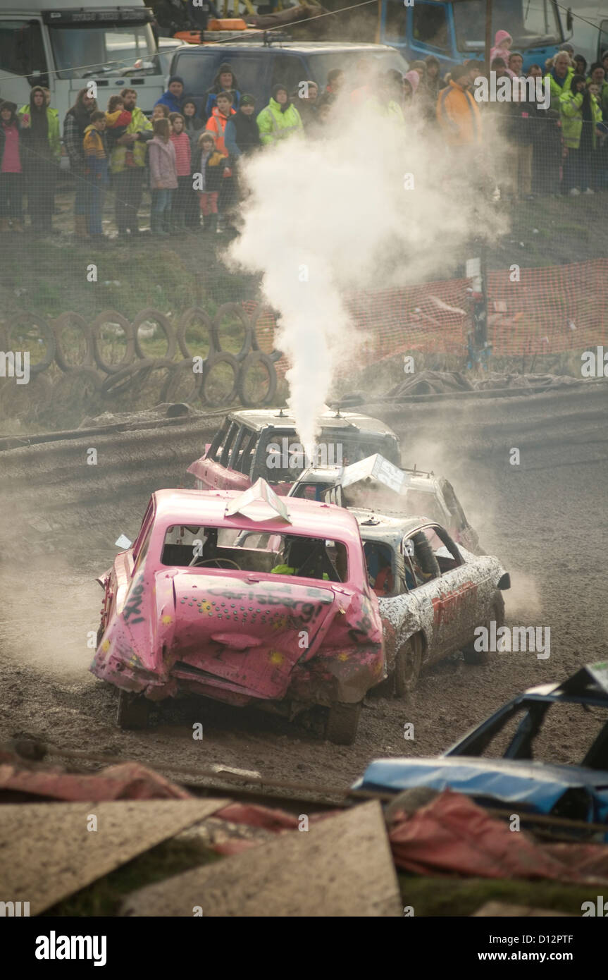 old limousine being used in a banger race Stock Photo - Alamy