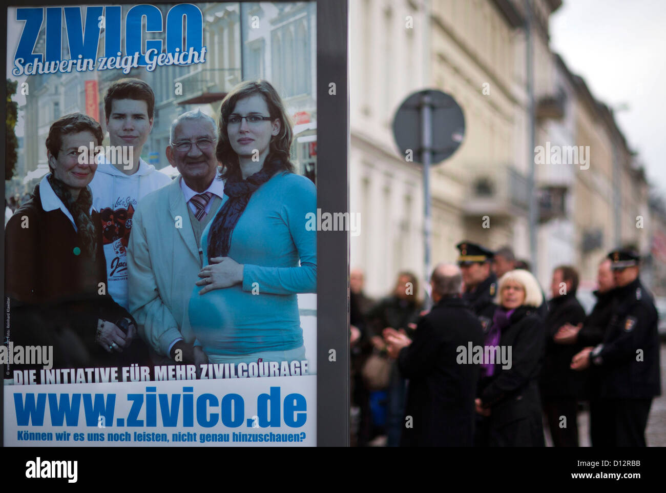 A poster for more civil courage is unveiled during the opening event of ...