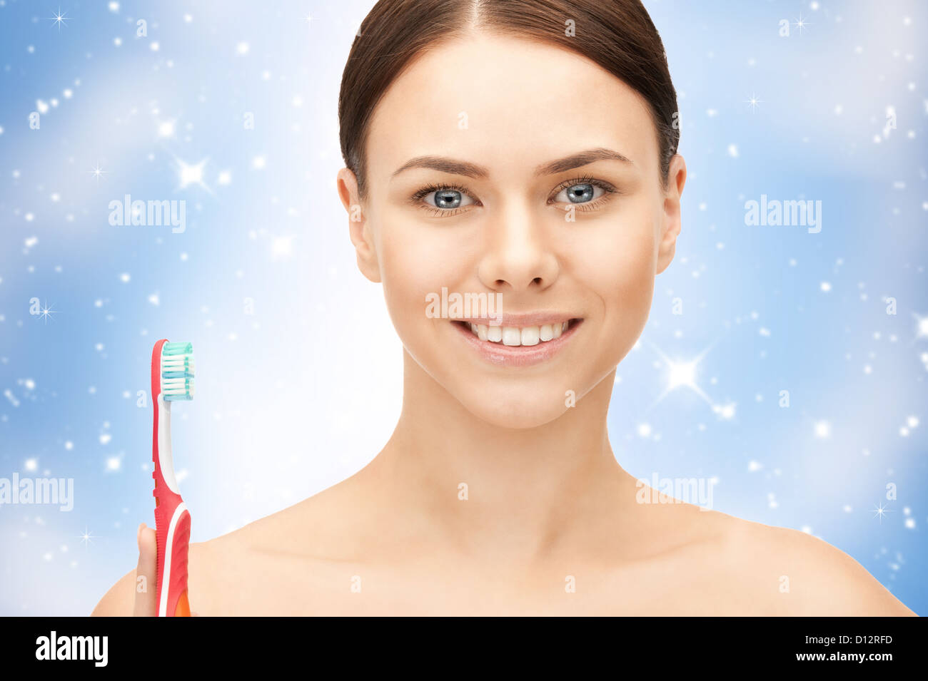 beautiful woman with toothbrush Stock Photo - Alamy