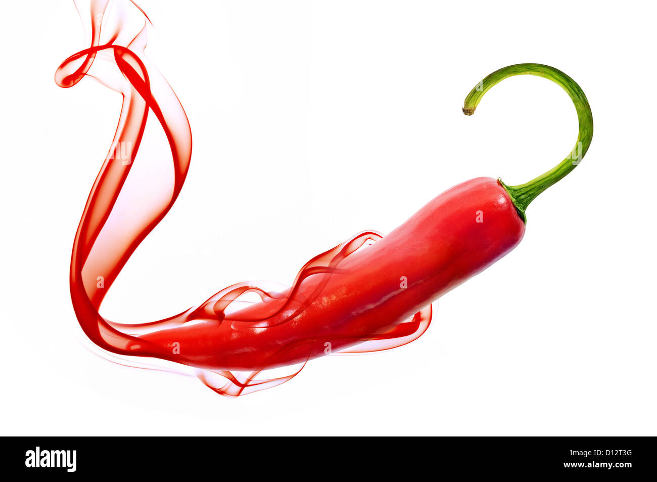 red hot chili pepper with smoke on white Stock Photo - Alamy