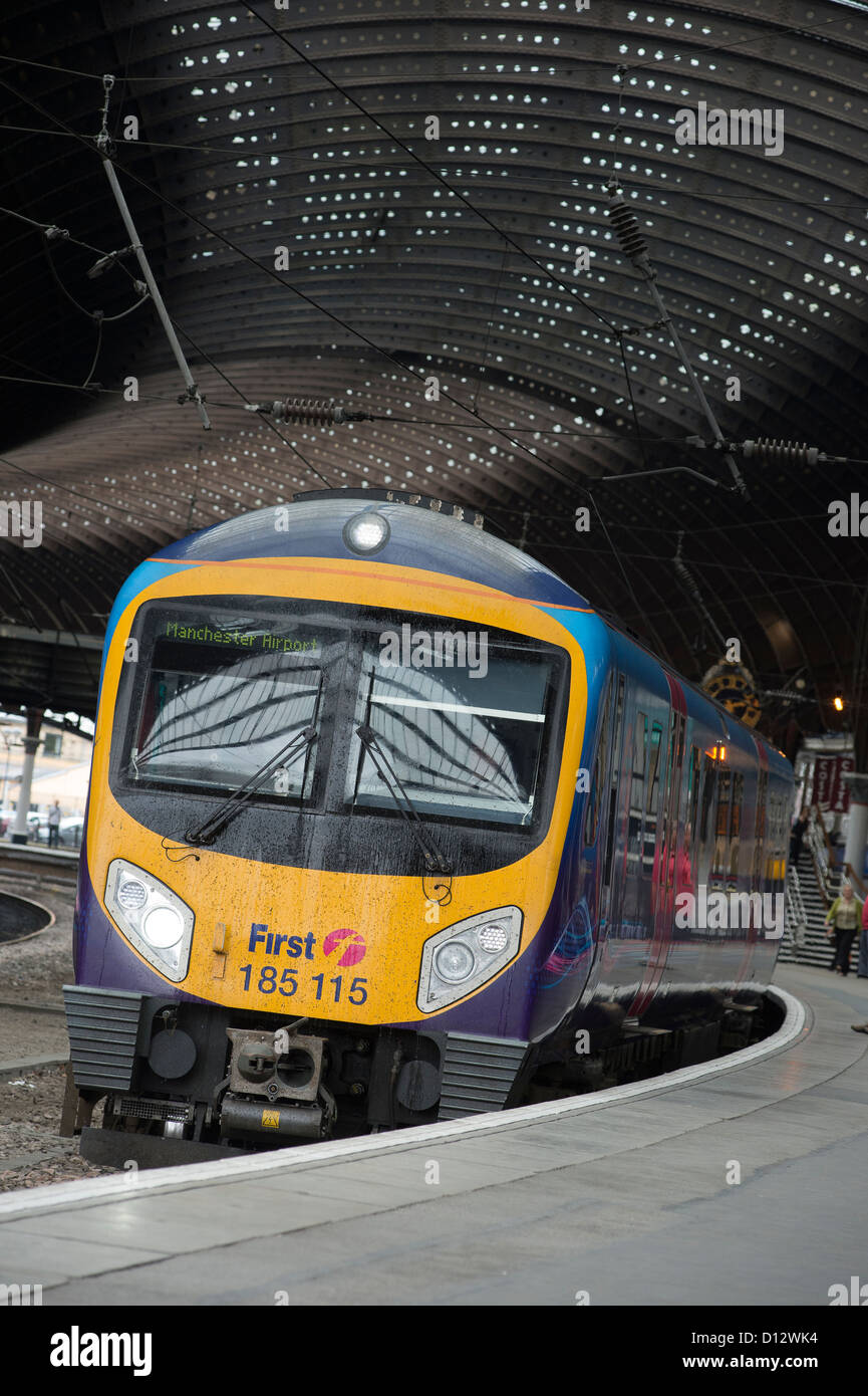First Transpennine Express Class 185 passenger train waiting at a ...