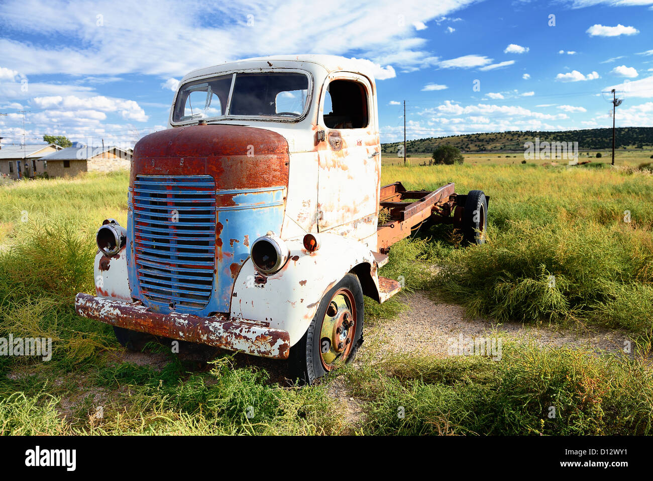 vintage truck abandoned and rusting away in the desert, ghost town in ...