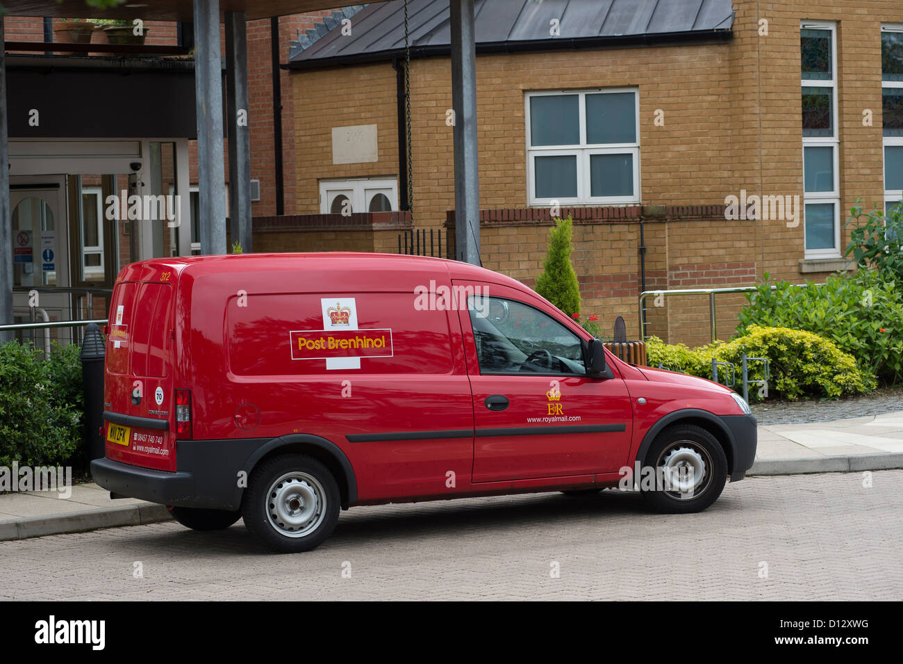 Royal Mail van carrying the welsh name of Post Brenhinol parked in a ...