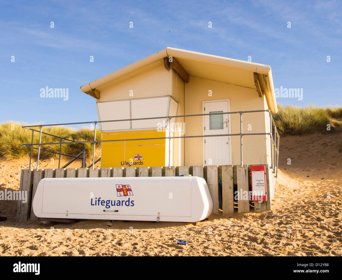 A Lifeguards hut at Constantine Bay, Cornwall, UK Stock Photo - Alamy