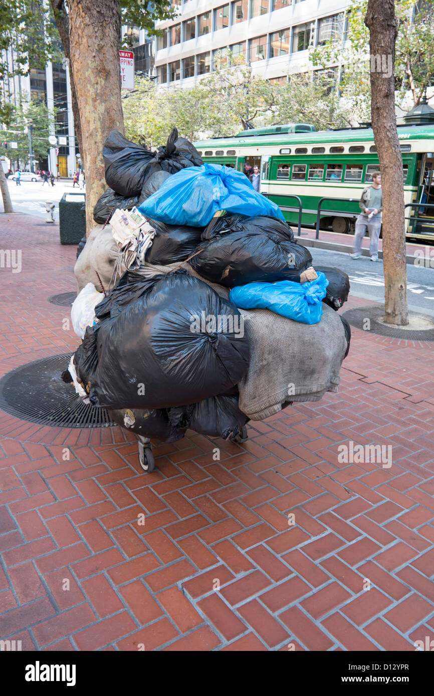 Trolley of a Homeless Person in Market Street , San Francisco Stock ...