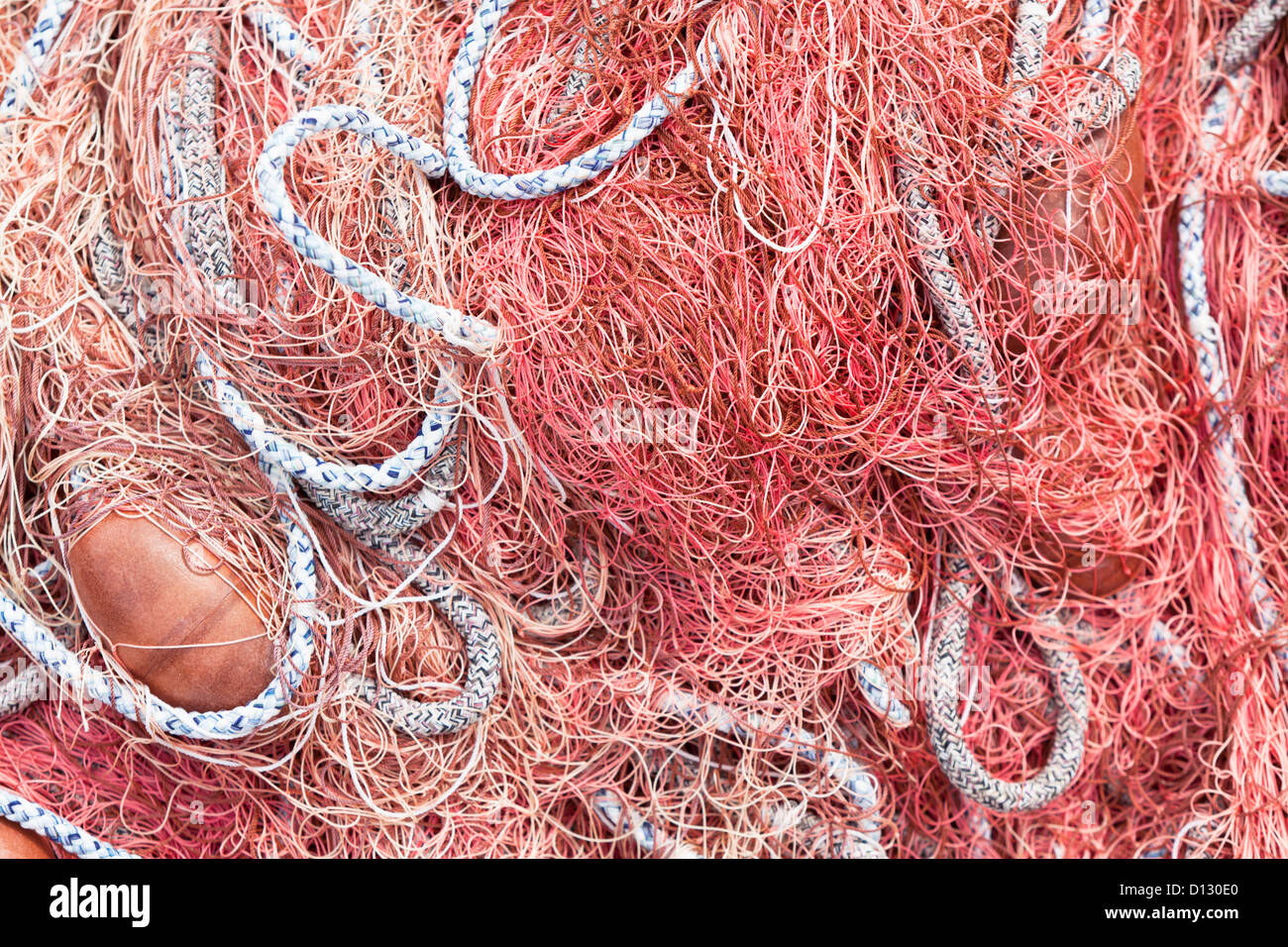Red Fishing net at the harbor. Pattern, background Stock Photo - Alamy
