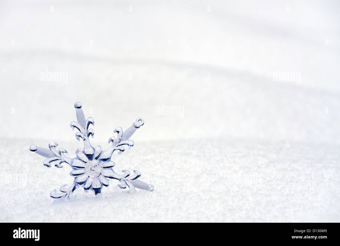 Snowflake in a white snow Stock Photo - Alamy
