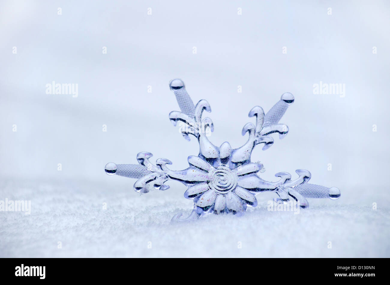 Snowflake in a white snow Stock Photo - Alamy