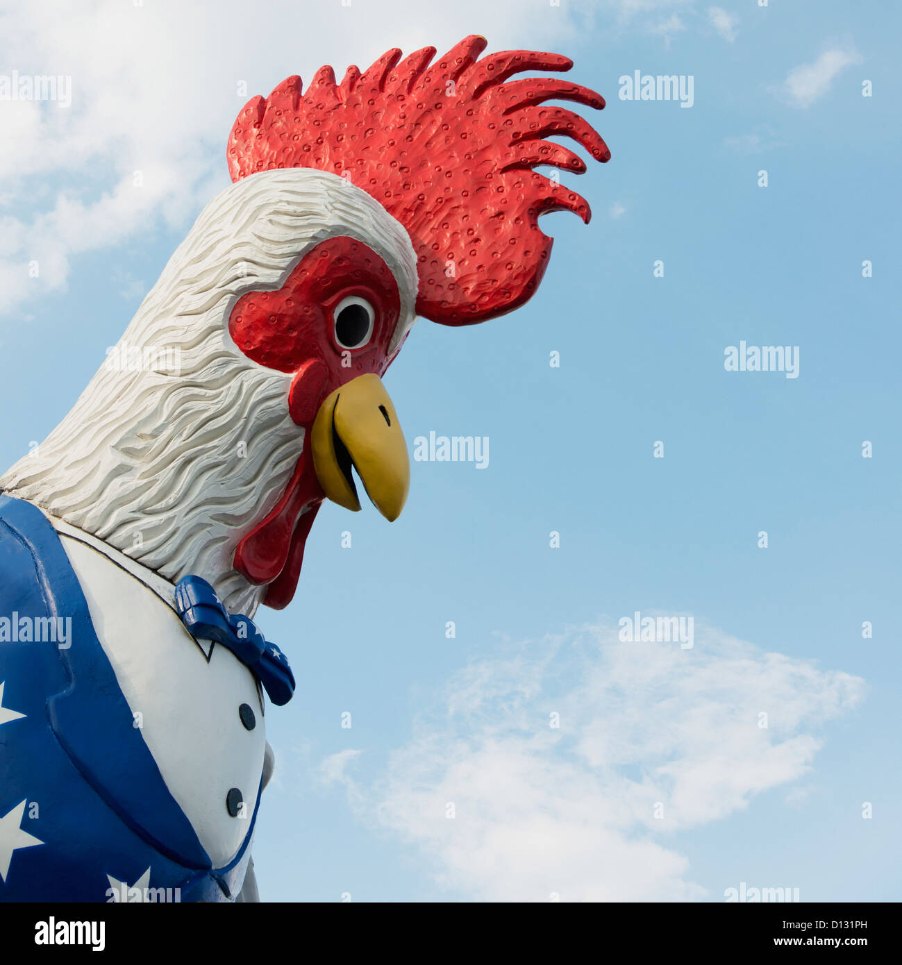 Low Angle View Of A Colourful Sculpture Of A Rooster; Branson Missouri ...