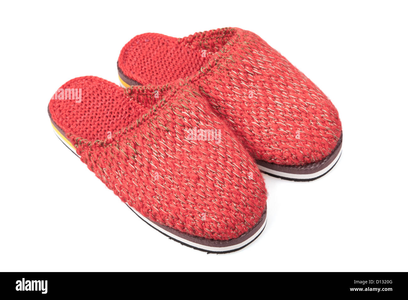 A pair of woven slippers isolated on white Stock Photo - Alamy