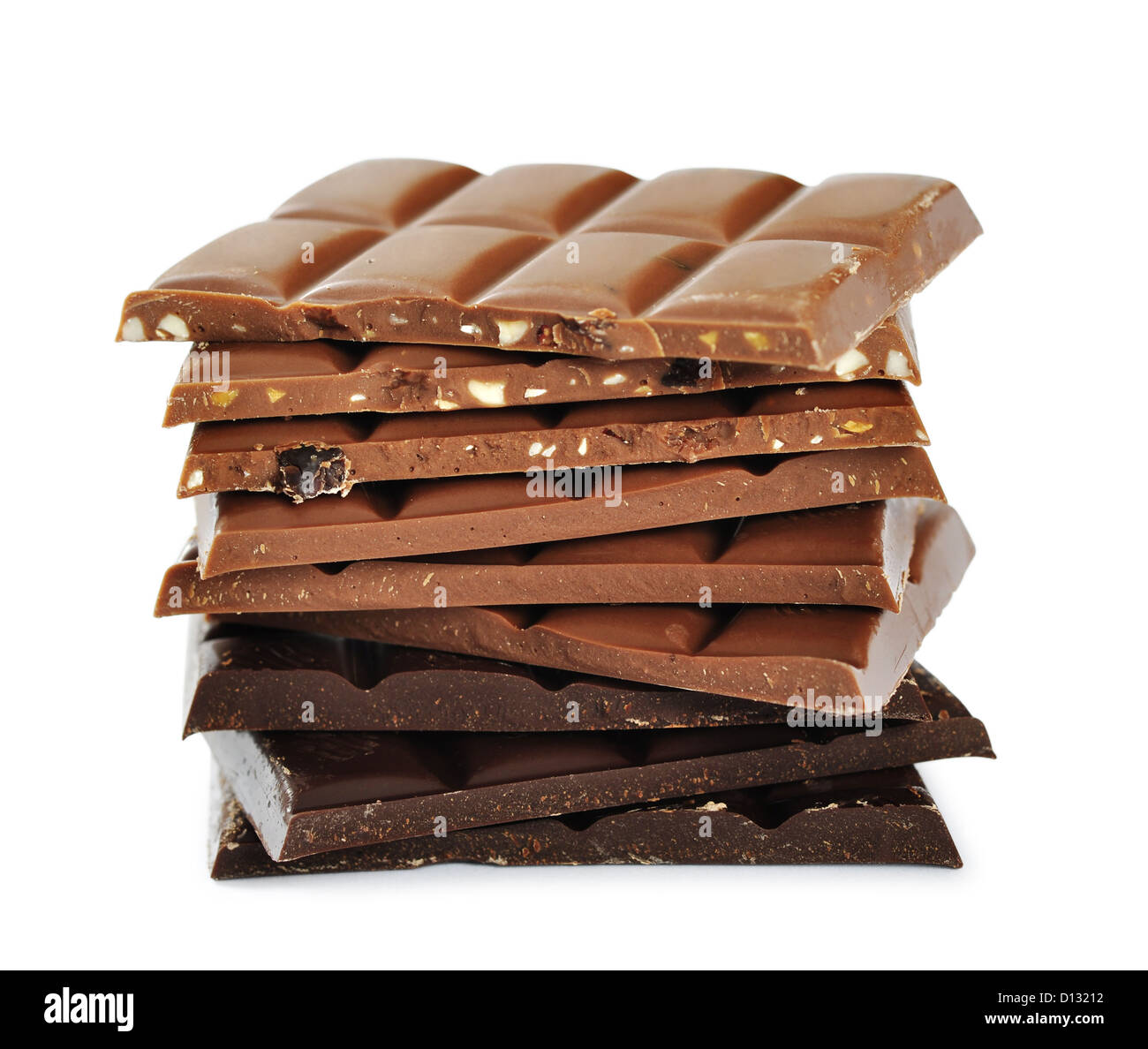 Stack of assorted chocolate isolated on white background Stock Photo ...