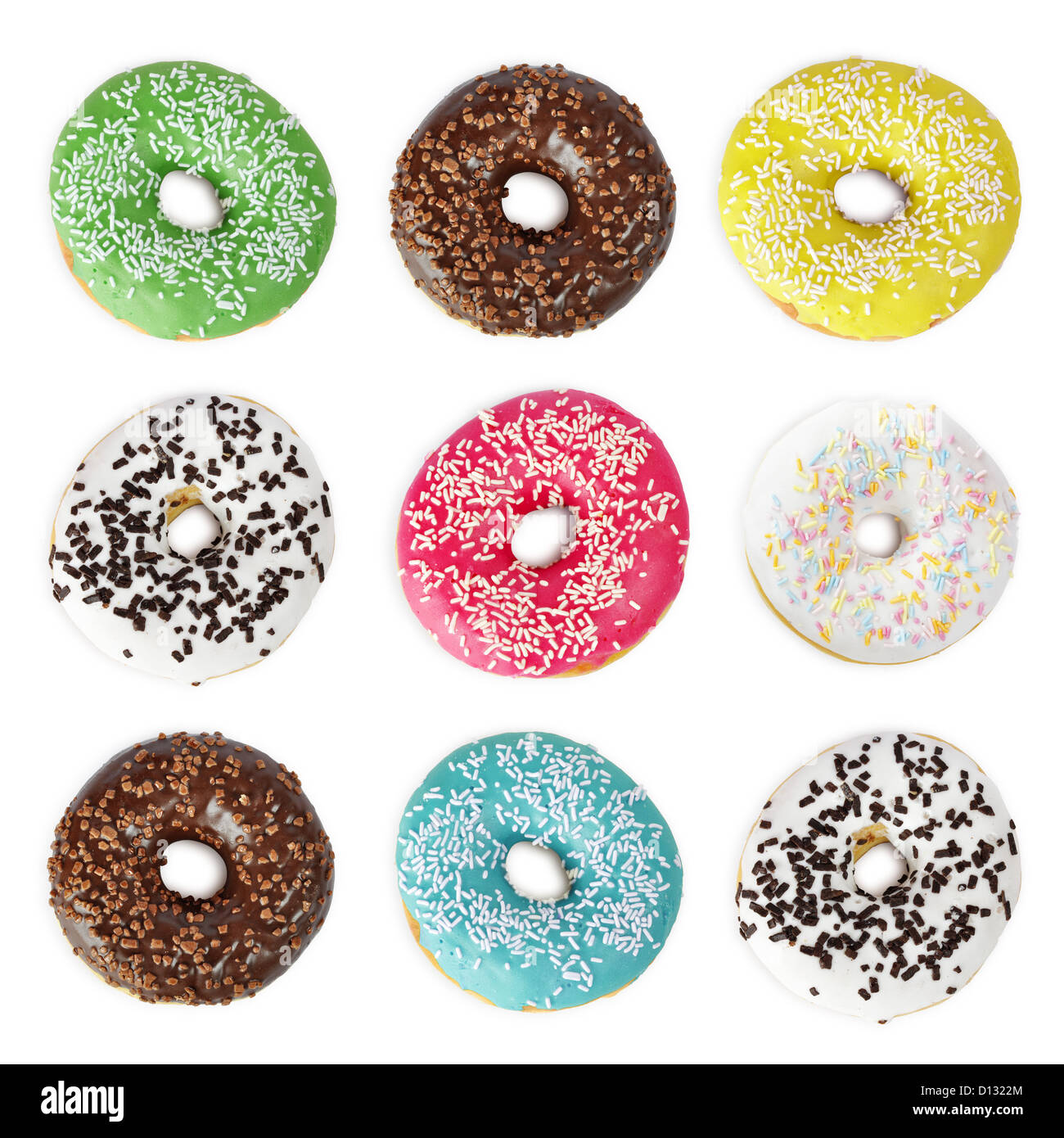 Sweet colorful donuts isolated on white background Stock Photo - Alamy
