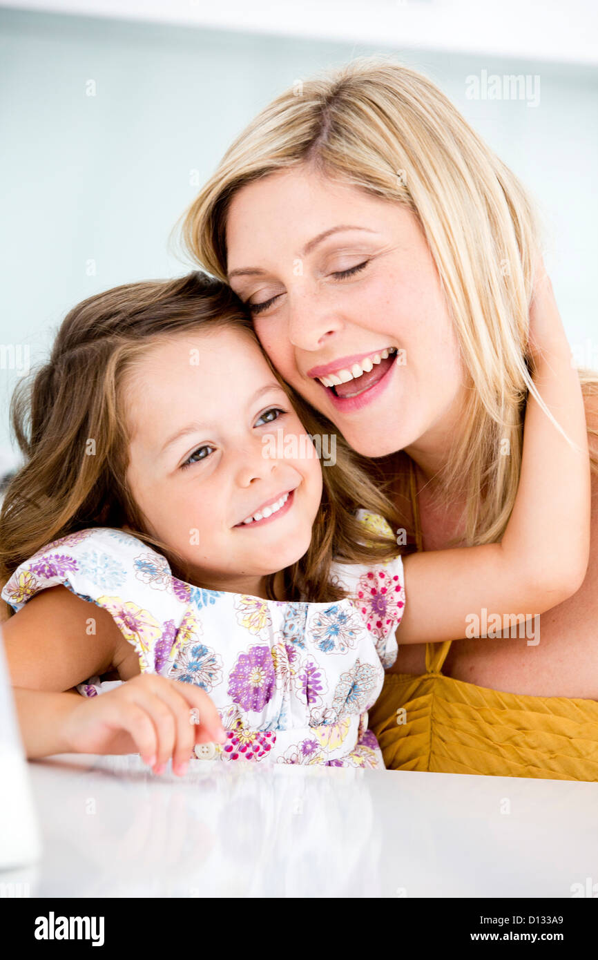 Germany, Mother and daughter smiling, close-up Stock Photo - Alamy