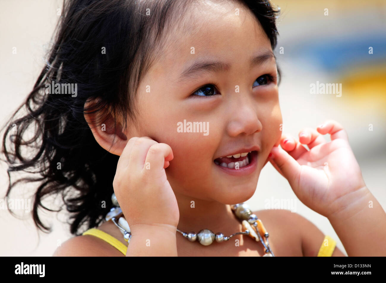 Portrait of the beautiful small Asian girl. Indonesia. Java Stock Photo ...