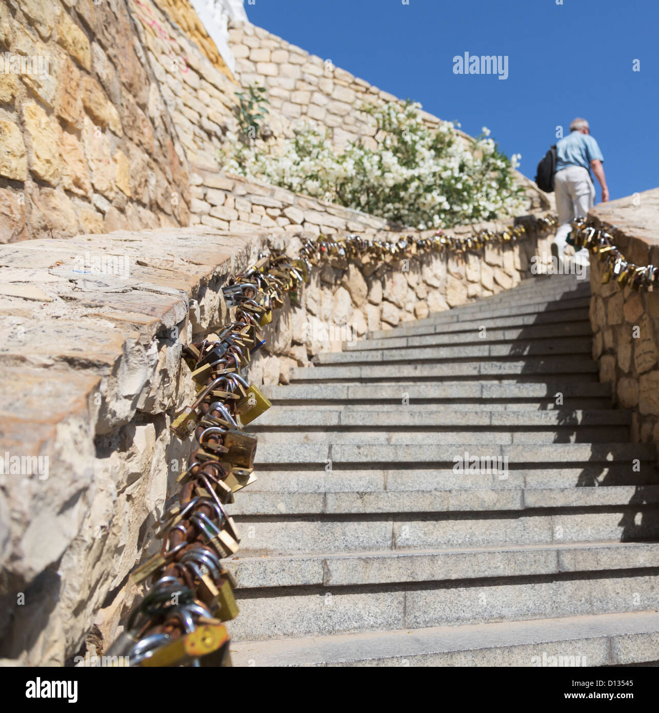 Love Locks Along Steps; Benidorm Alicante Province Costa Blanca Spain ...