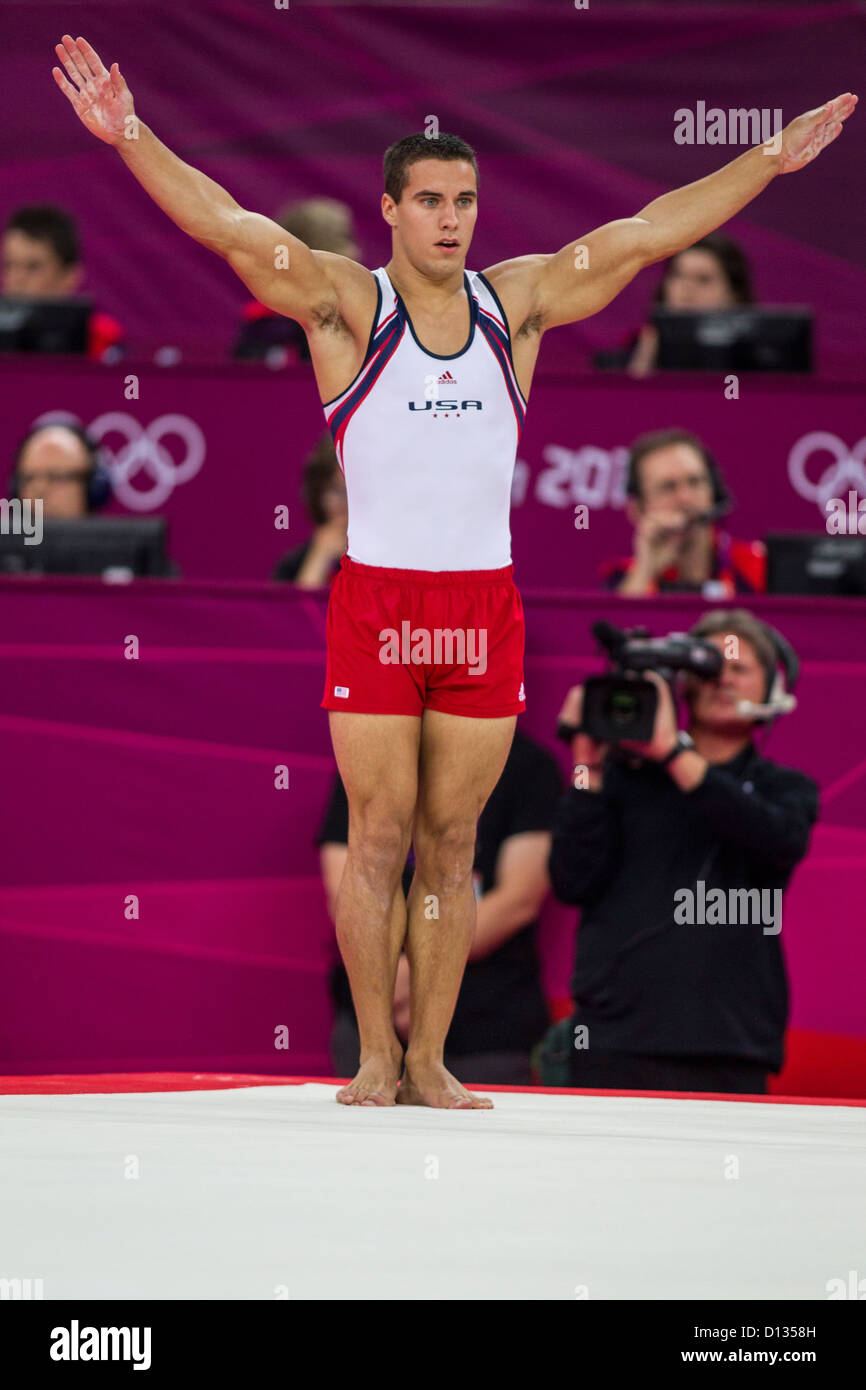 Jacob Dalton (USA) competing in the Floor Exercise during the Men's ...