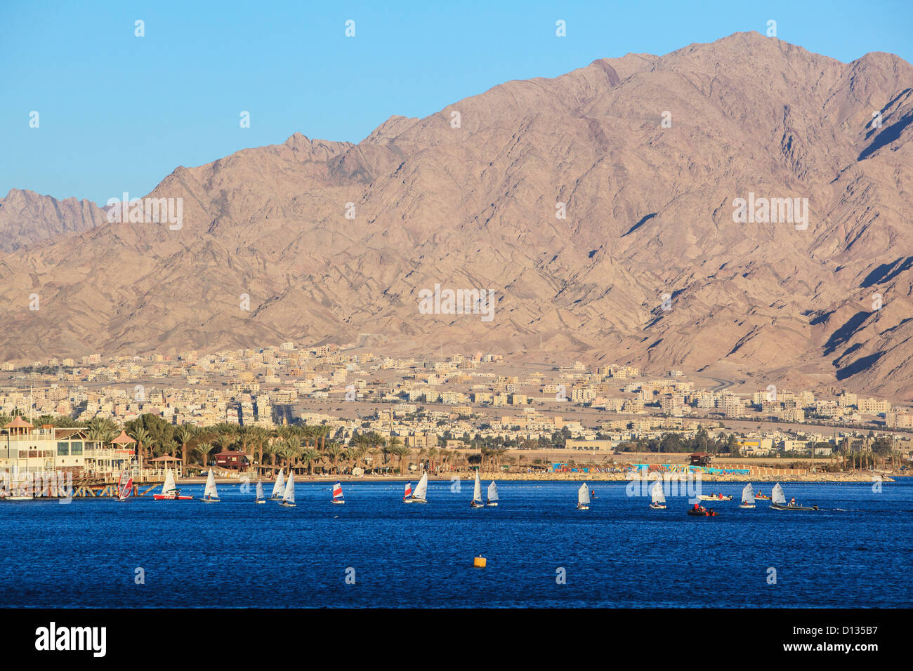 Sailboats In The Red Sea Along The Coast; Jordan Israel Stock Photo - Alamy