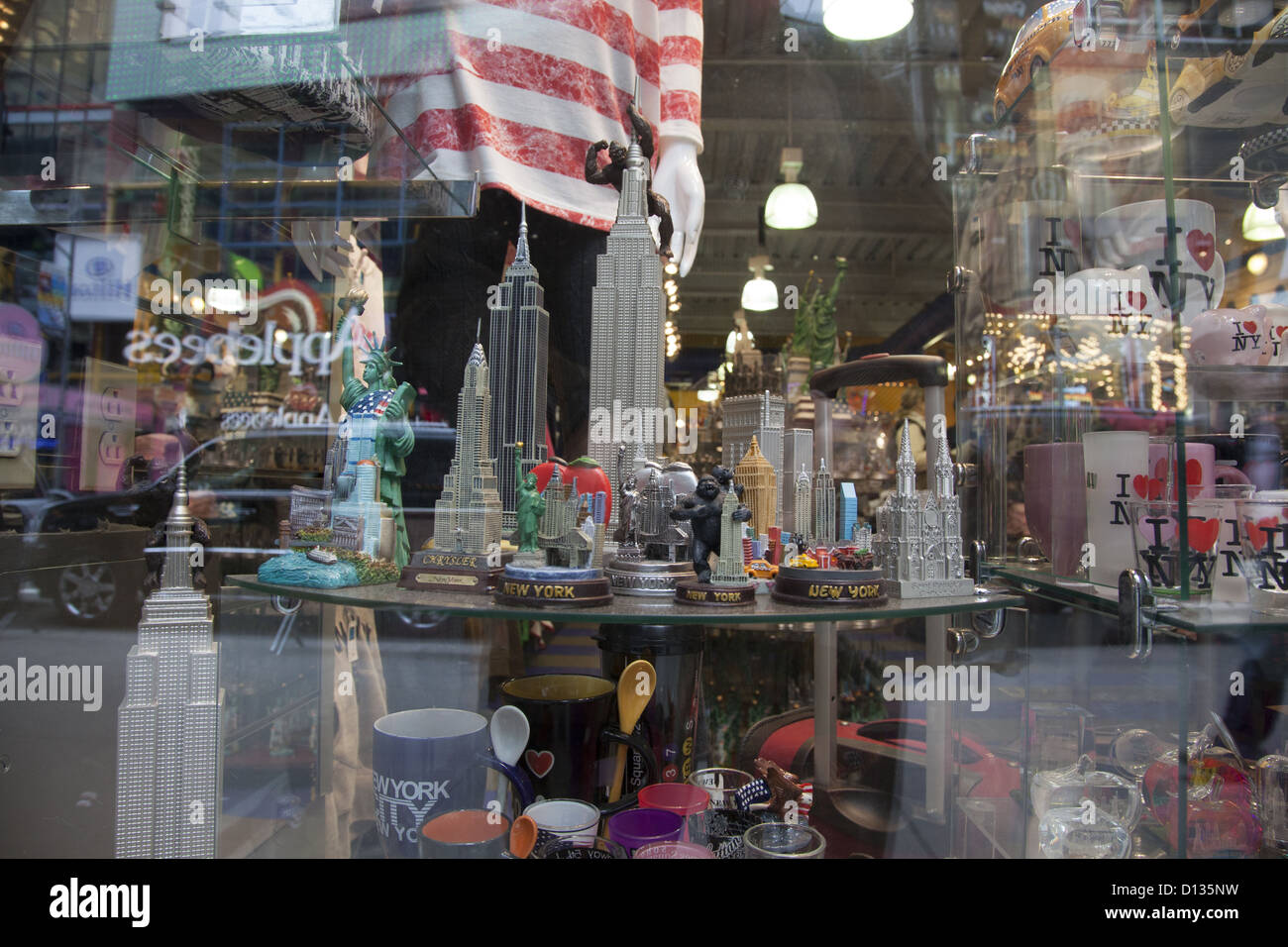 Souvenirs displayed in a store window from New York City Stock Photo ...