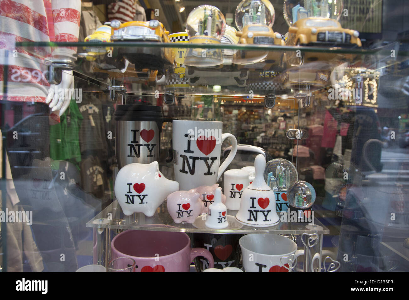 Souvenirs displayed in a store window from New York City Stock Photo ...