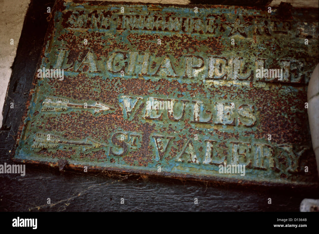 Antique road sign,Normandy,France Stock Photo - Alamy