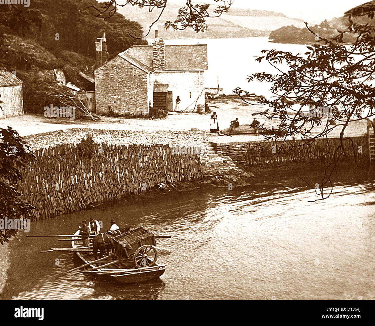 King Harry's Ferry Cornwall Victorian period Stock Photo - Alamy