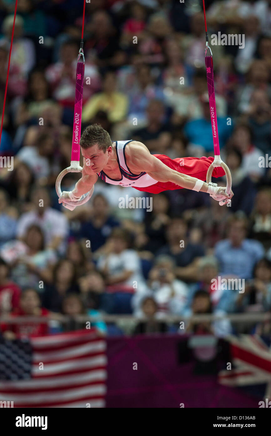 Jonathan Horton (USA) competing on the Rings during the Men's Team ...