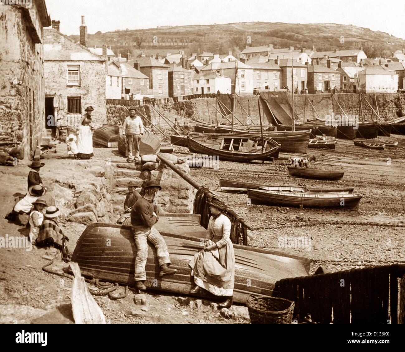 Mousehole Cornwall Victorian period Stock Photo - Alamy