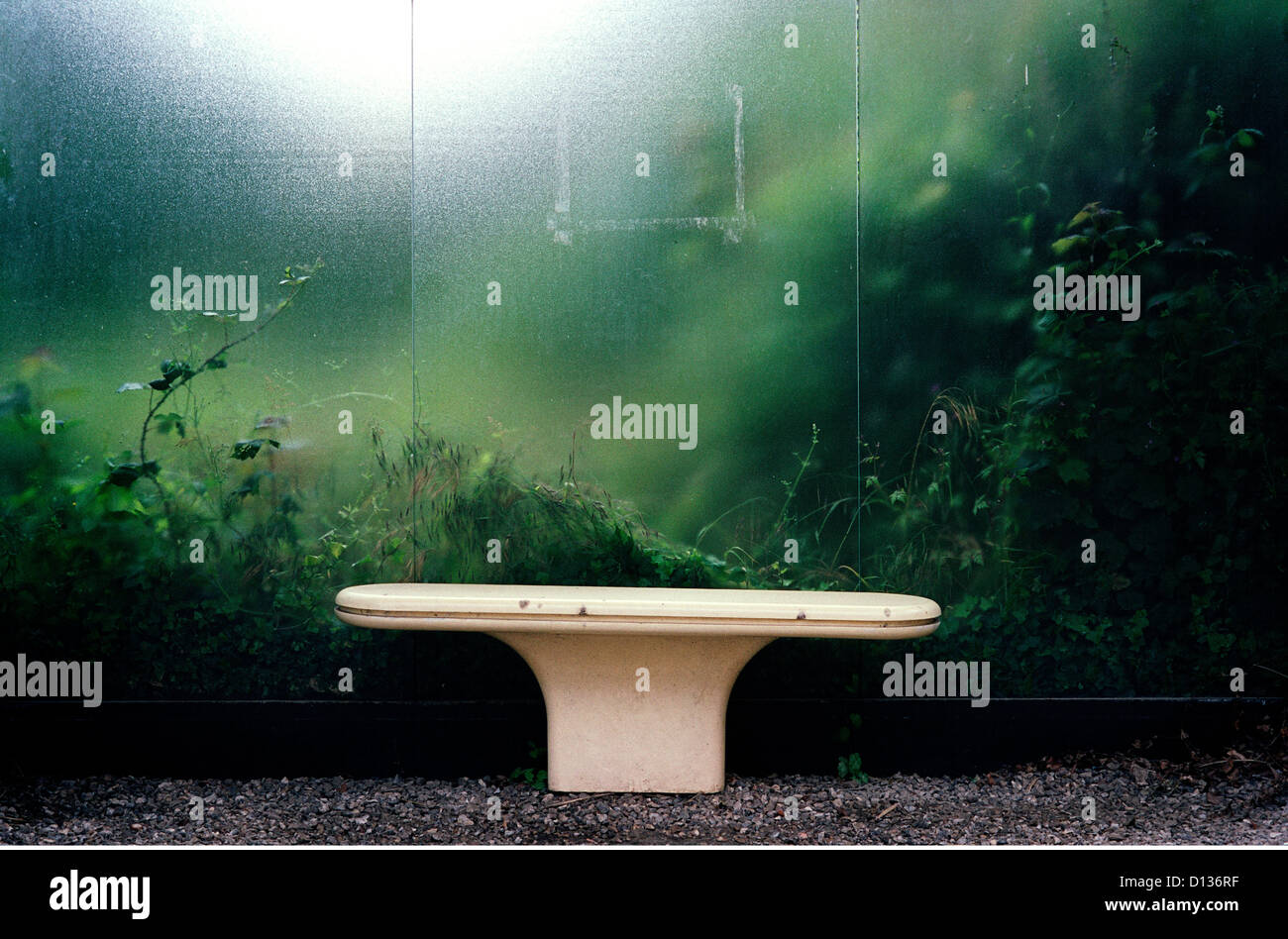 Bench,overgrown bus shelter, Normandy, France Stock Photo - Alamy