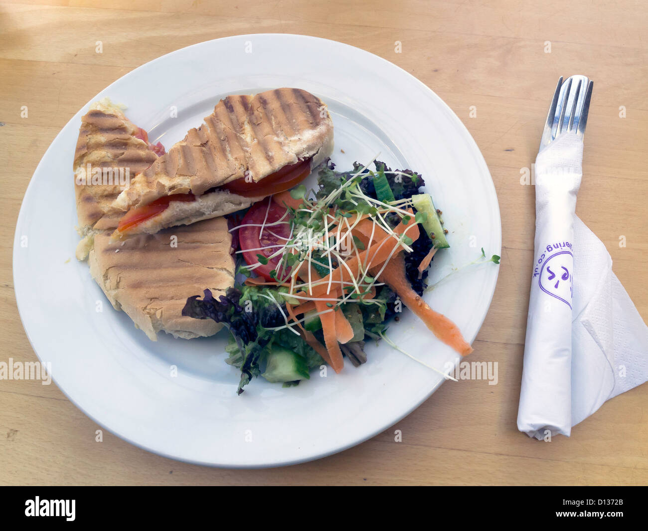 Lunch time snack, a Panini sandwich of grilled Cheddar cheese Chorizo ...