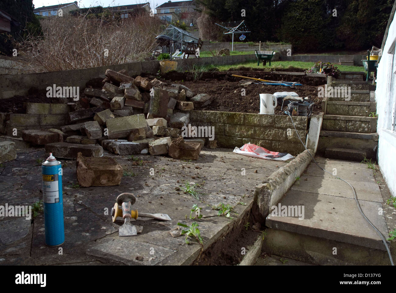 A back garden being landscaped in Bath Somerset England UK Stock Photo ...