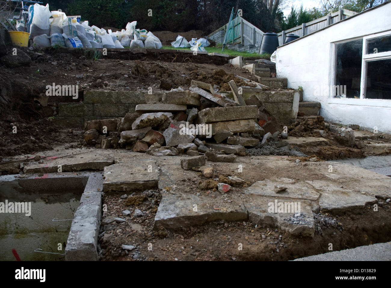 A back garden being landscaped in Bath Somerset England UK Stock Photo ...