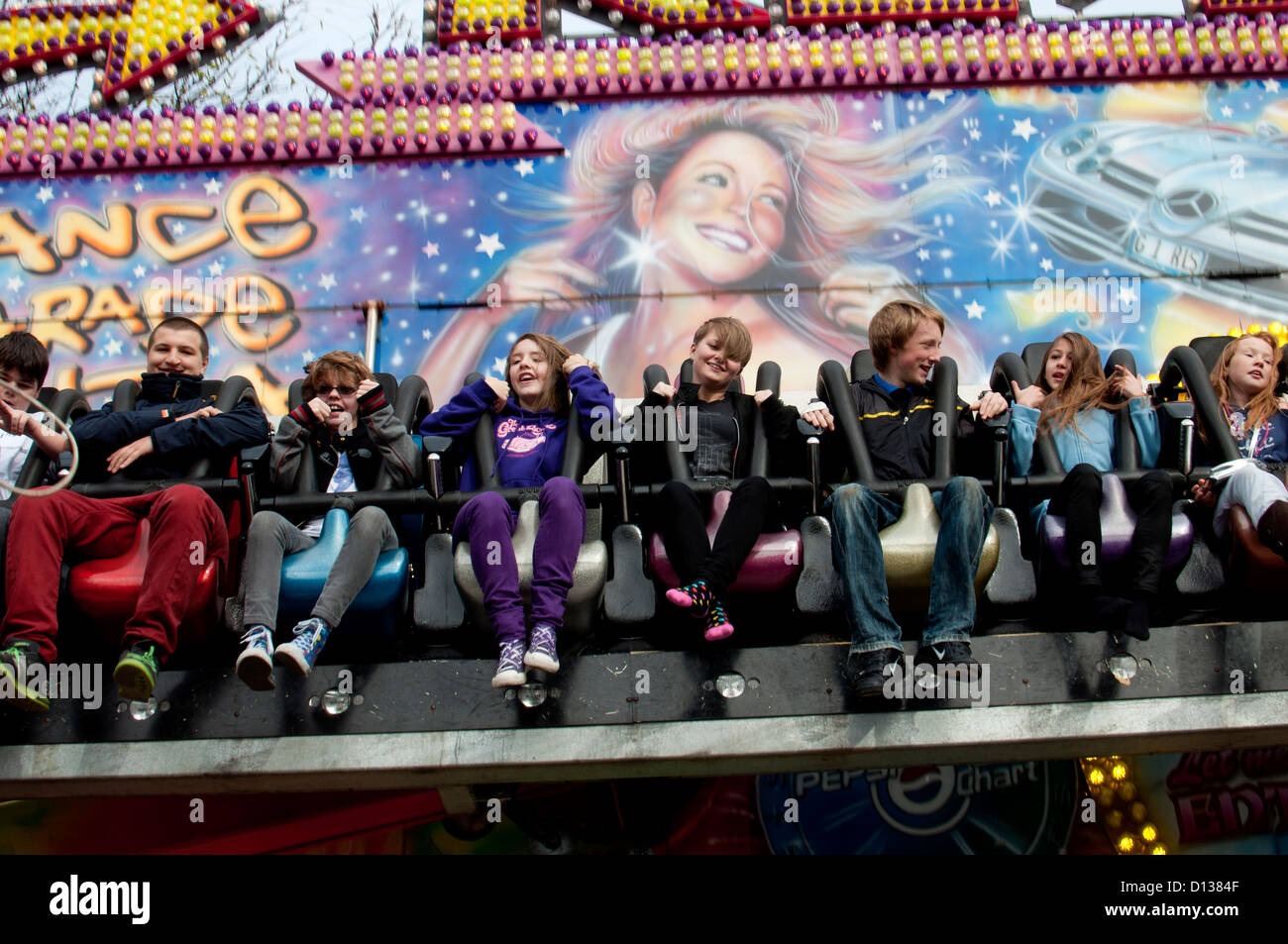 Ride at Warwick Mop fair Stock Photo - Alamy