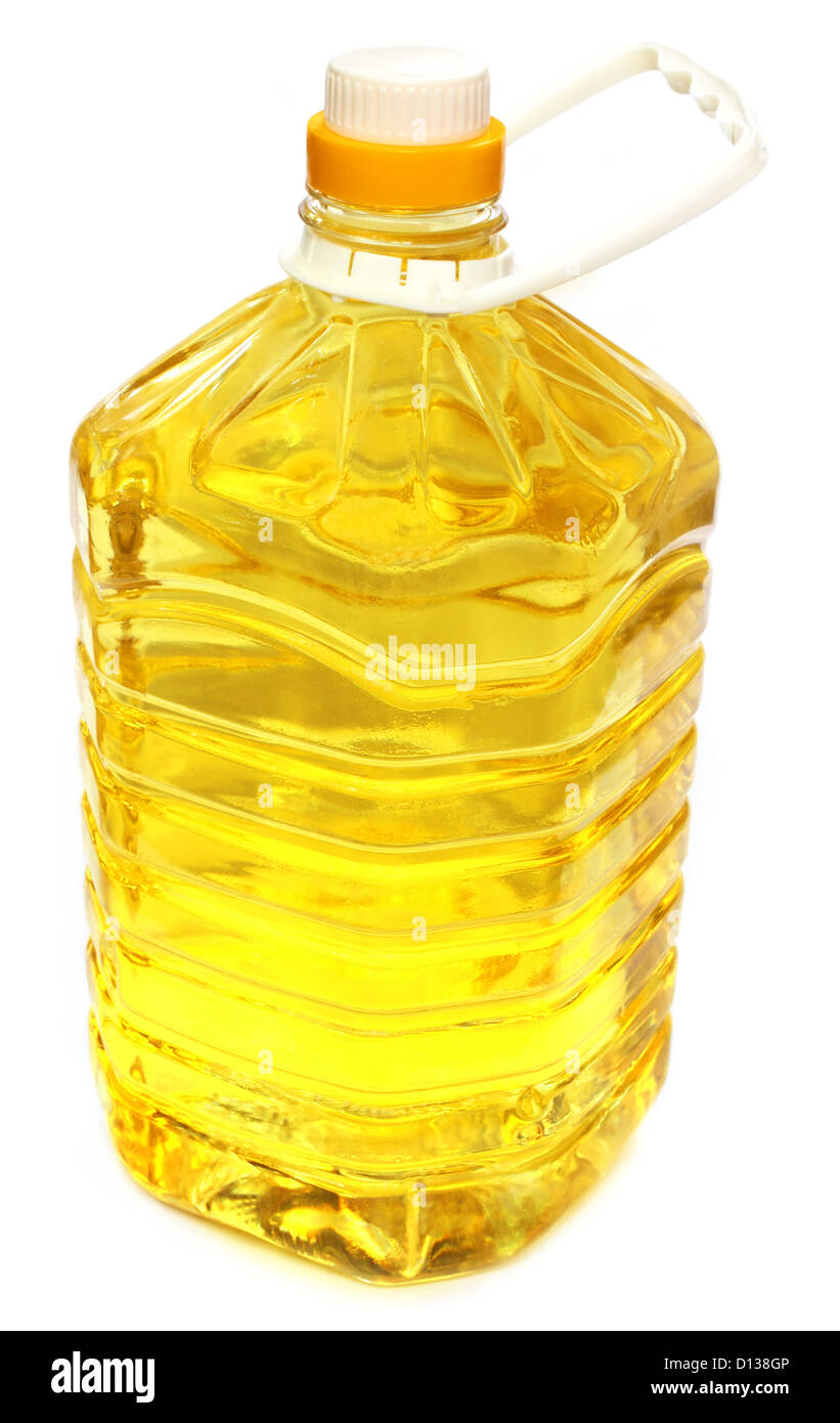 Soya bean oil on a container over white background Stock Photo - Alamy