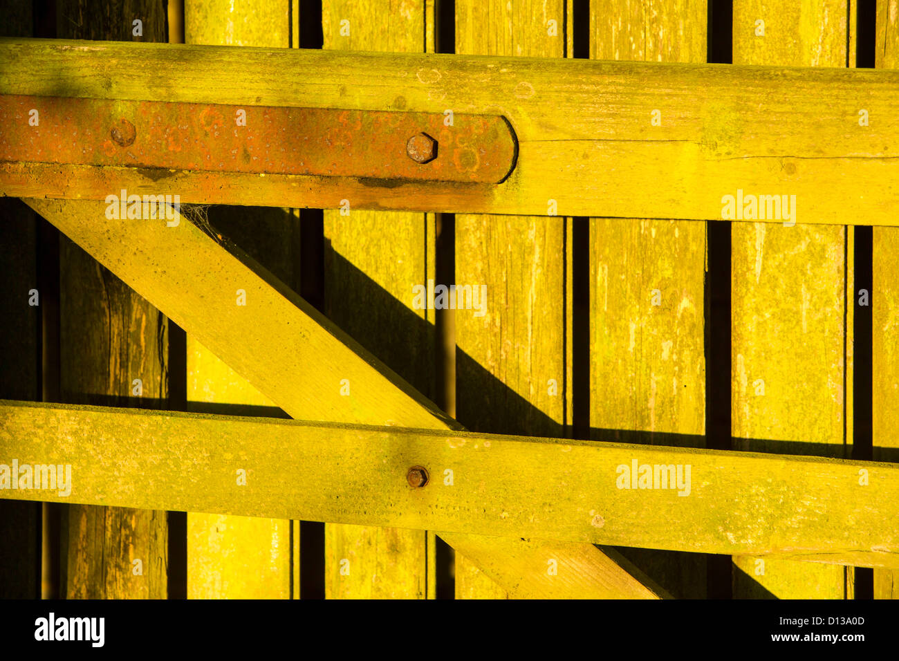 Warm light at dusk on a farm gate, Ilkley, Yorkshire, UK Stock Photo ...