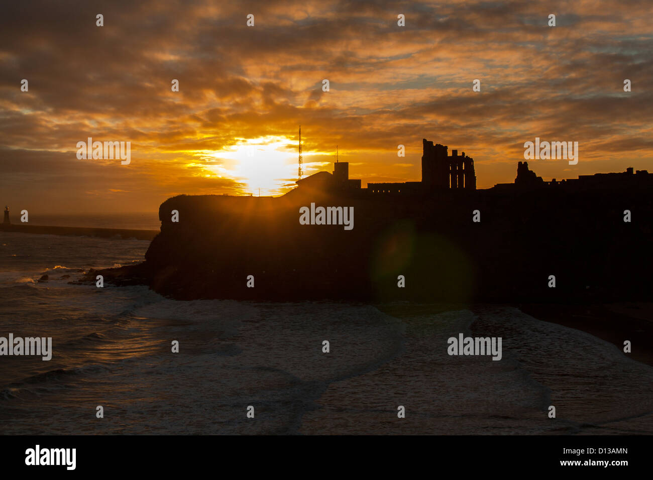 Sunrise over the Priory Castle Stock Photo - Alamy