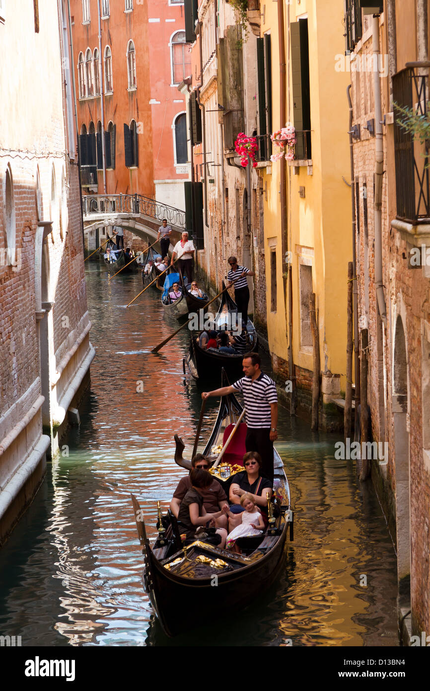Typical Gondola Traffic on a Canal in Venice, Italy Stock Photo - Alamy
